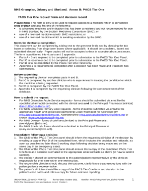 PACS Request Appendix 1 Doc Template | pdfFiller