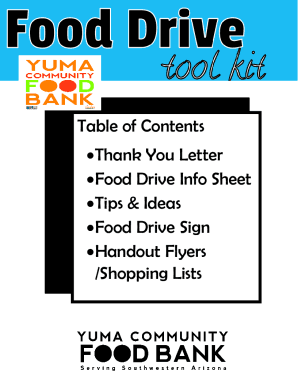 Fillable Online Table of Contents Thank You Letter Food Drive Info ...