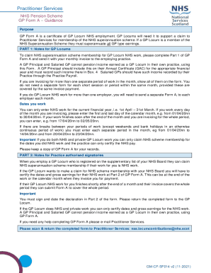 Fillable Online NHS Pension Scheme GP Form A Guidance Fax Email Print ...