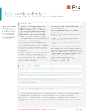 Fillable Online Full and partial cash-in form Fax Email Print - pdfFiller