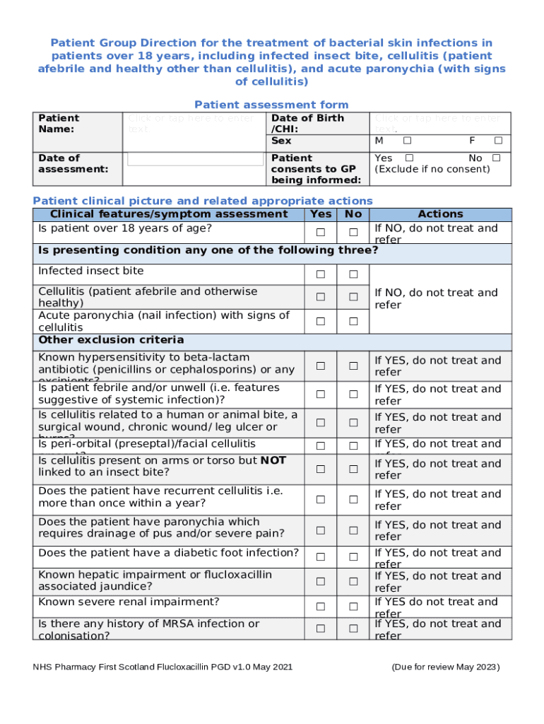 Patient Assessment - National Patient Group Direction For The Supply Of ...