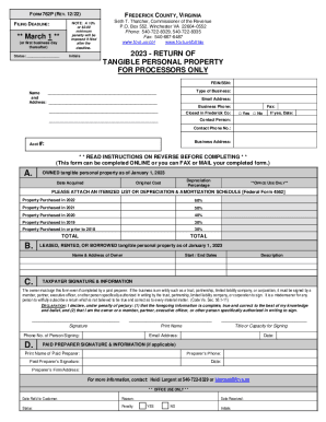 Fillable Online 2023 - RETURN OF TANGIBLE PERSONAL PROPERTY FOR ... Fax ...