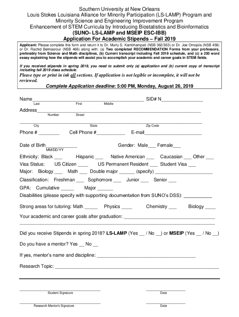 Fillable Online Southern University at New Orleans Louis Stokes Louisiana ... Fax Email Print ...