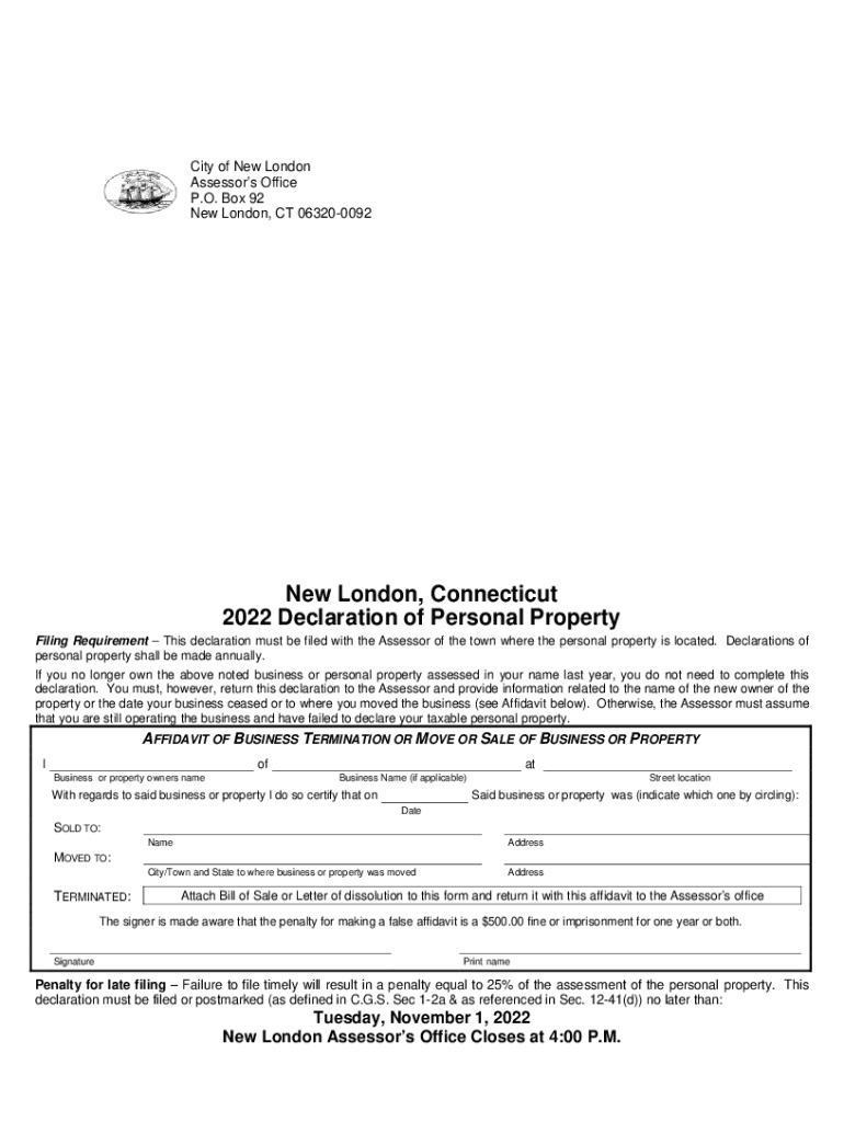 Fillable Online 632, 2022 Personal Property Statement (as of 12-31-21 ...