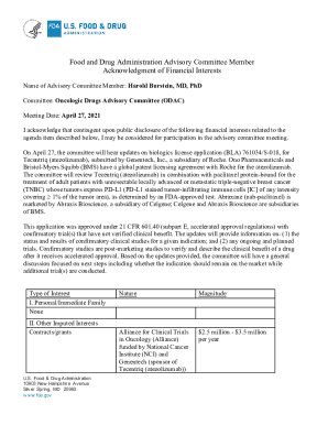 Fillable Online Food and Drug Administration Advisory Committee ... Fax ...