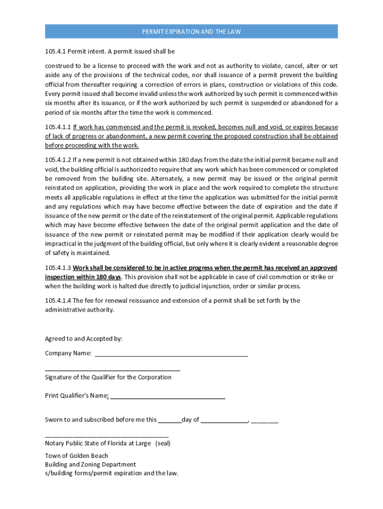 Fillable Online permit expiration and the law Fax Email Print - pdfFiller