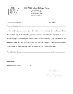 Fillable Online 2022 ARA Minor Release Form Fax Email Print - pdfFiller