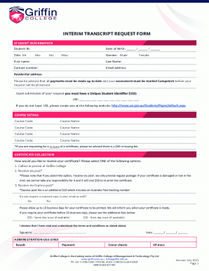 Fillable Online Interim Transcript Request Form Fax Email Print - pdfFiller