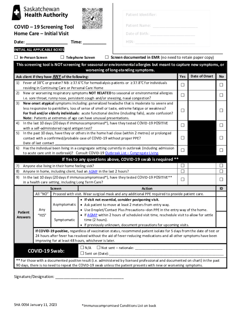 Fillable Online PATIENT SCREENING FORM Fax Email Print - pdfFiller