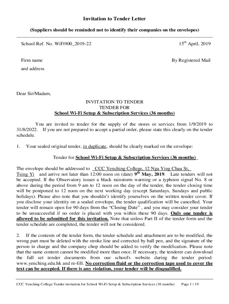 Fillable Online open tender invitation letter for medical and - TED ...