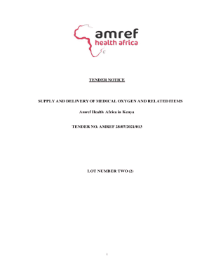 Fillable Online Tender Notice: Supply and Delivery of Medical Oxygen ...