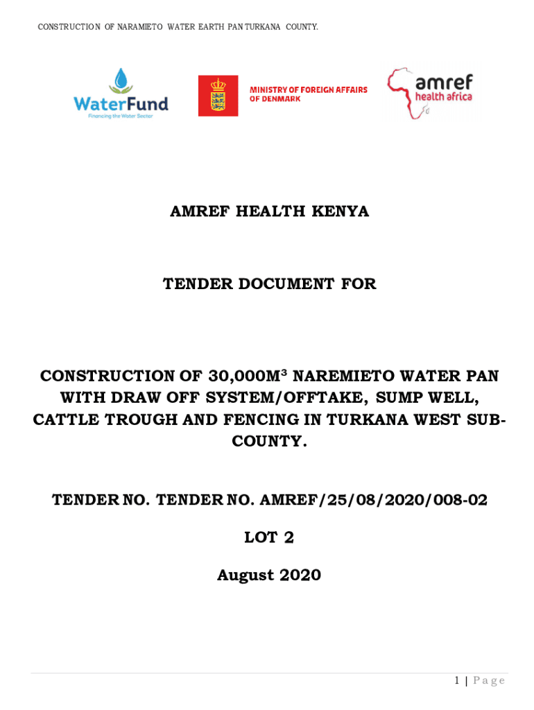 Fillable Online Construction of 30000M3 NAREMIETO WATER PAN WITH ...