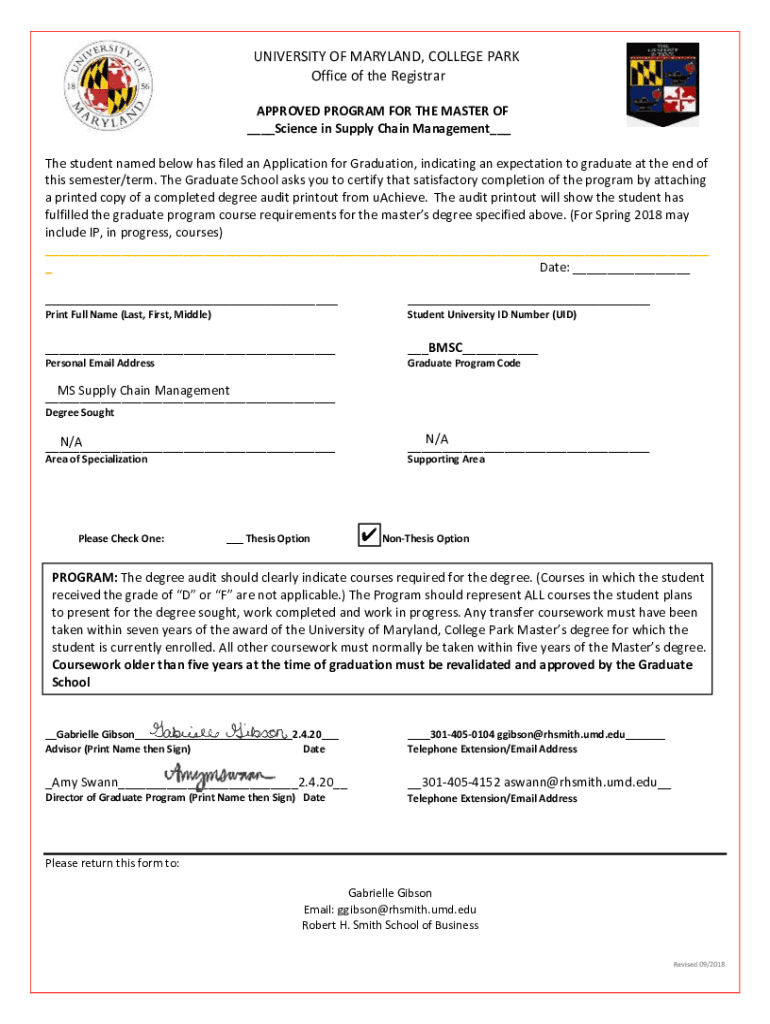 Fillable Online networth rhsmith umd Master of Science in Supply Chain ...
