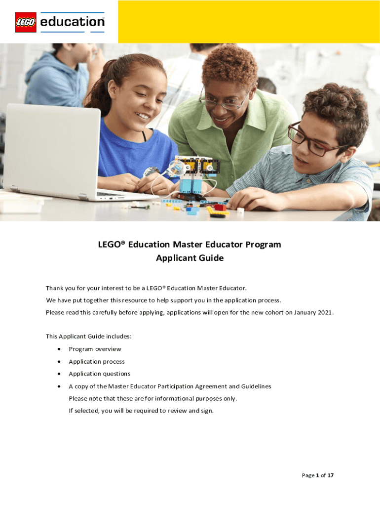 Fillable Online LEGO Education Master Educator Programme Applicant ...