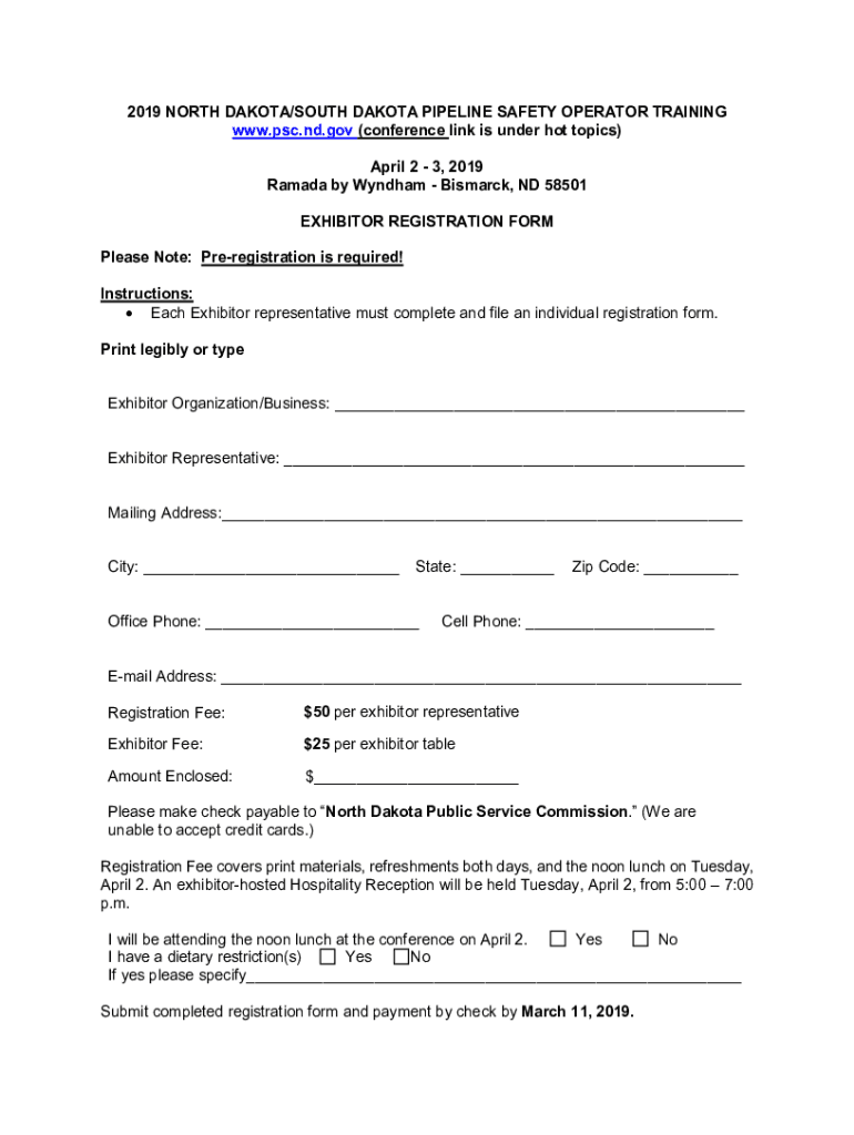 Fillable Online psc nd Comfort Inn, Bismarck, North Dakota REGISTRATION ...