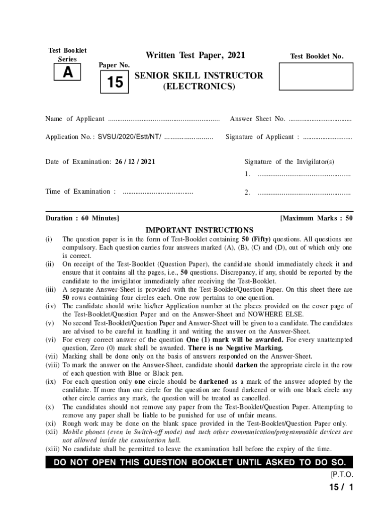 Fillable Online Skill Assistant Professor Post Exam in SVSU via Direct ... Fax Email Print ...