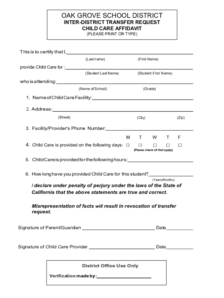 Fillable Online If the reason for your Interdistrict Transfer Request ...