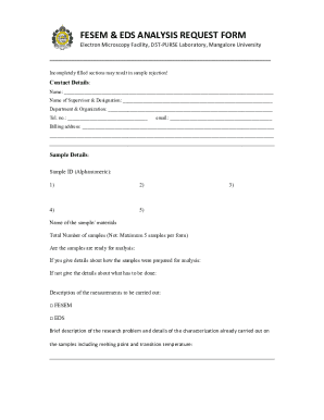 Fillable Online mangaloreuniversity ac FESEM Analysis Requisition form ...