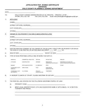 Fillable Online application for zoning certificate (signage) ogle ... - Revize Fax Email Print ...