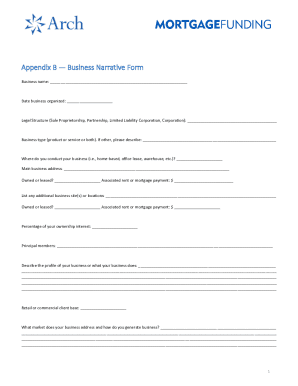 Fillable Online Appendix BBusiness Narrative Form Fax Email Print ...