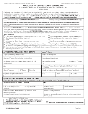Fillable Online California death certificate form pdf - Home.goods near ...
