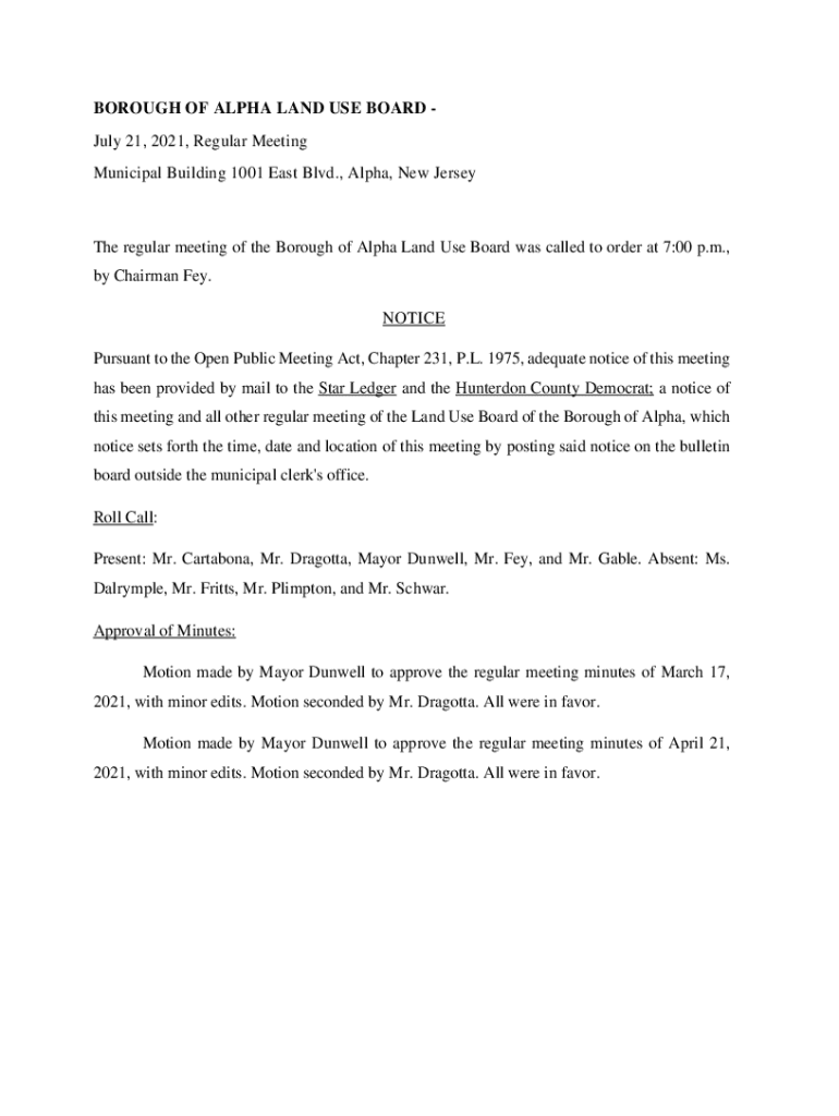 Fillable Online Home GOVERNMENT Mayor & Council - Welcome to Alpha, NJ ...