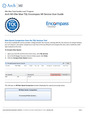 Fillable Online Arch MI Ellie Mae TQL Encompass MI Service User Guide ...