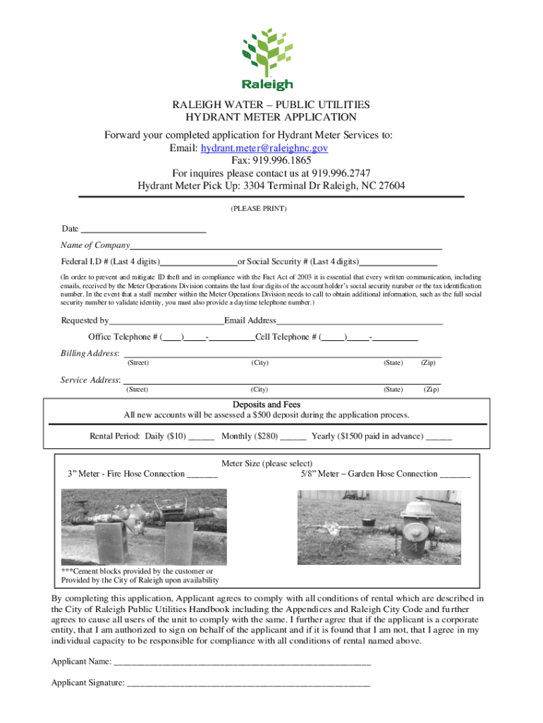 Fillable Online Procedures for Authorization of Fire Hydrant Meter ...