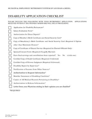 Fillable Online DISABILITY APPLICATION CHECKLIST Fax Email Print ...