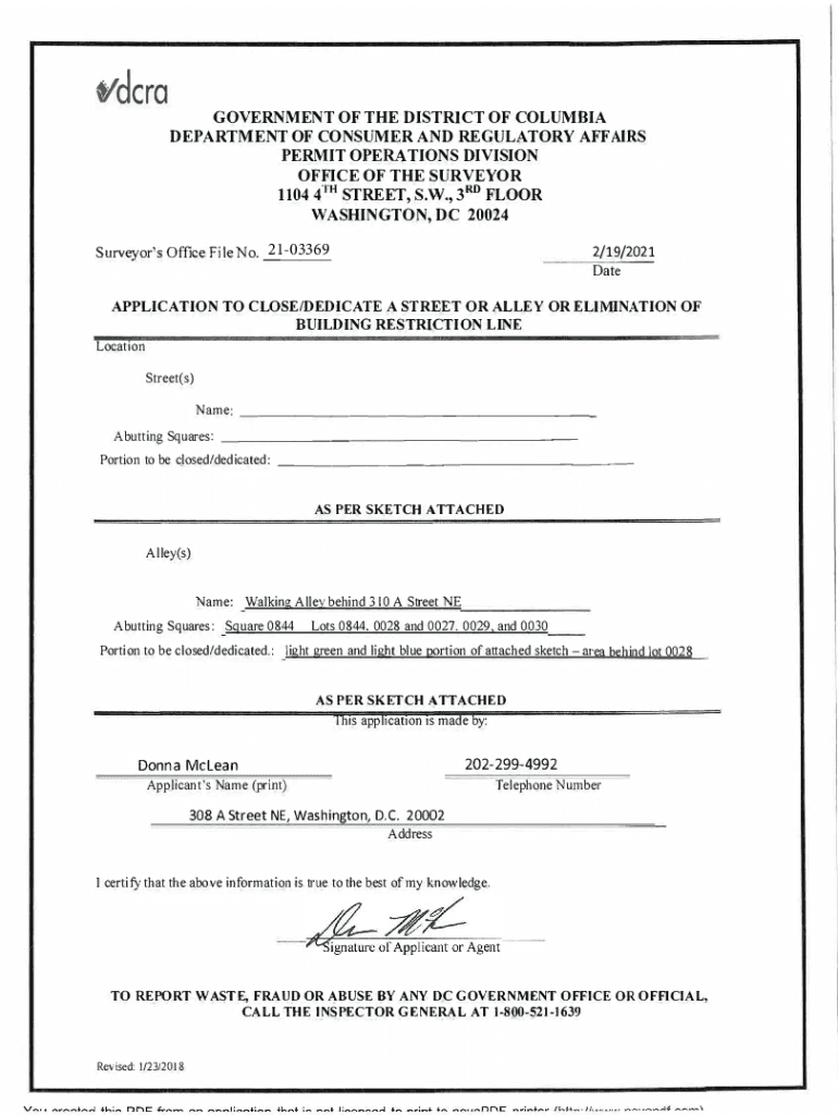 Fillable Online 1101 4th Street, SWotr - DC Office of Tax and Revenue Fax Email Print - pdfFiller