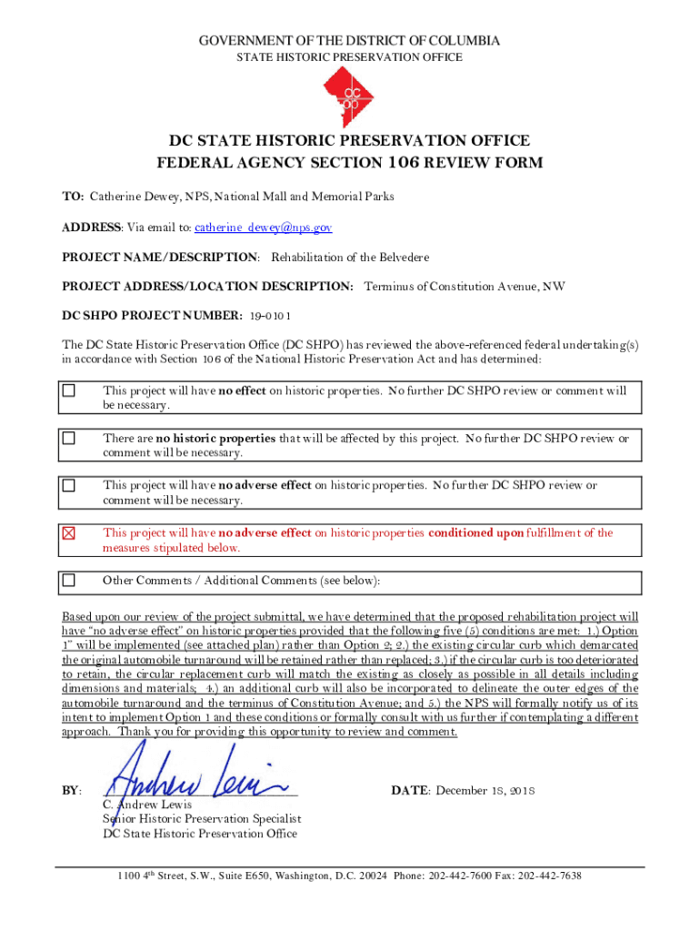Fillable Online dc state historic preservation office federal agency ...