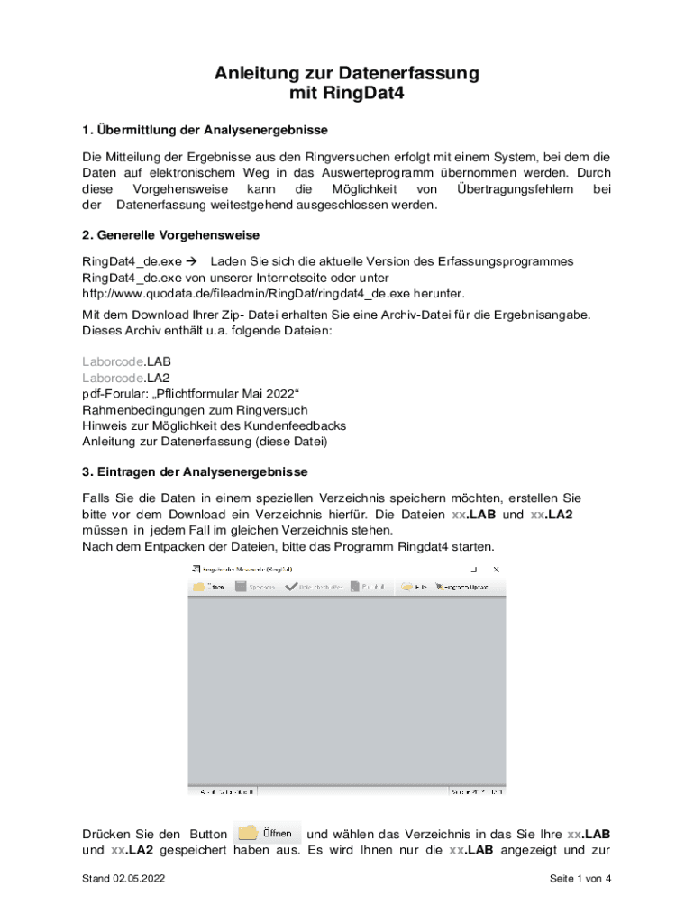 Ausfüllbar Online Daten auf elektronischem Weg in das Auswerteprogramm ...