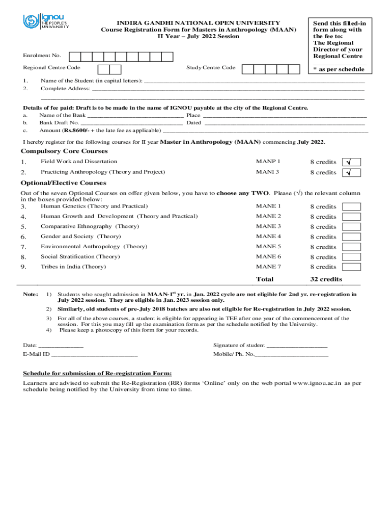 Fillable Online instructions and codes - ignou - 5. application form ...