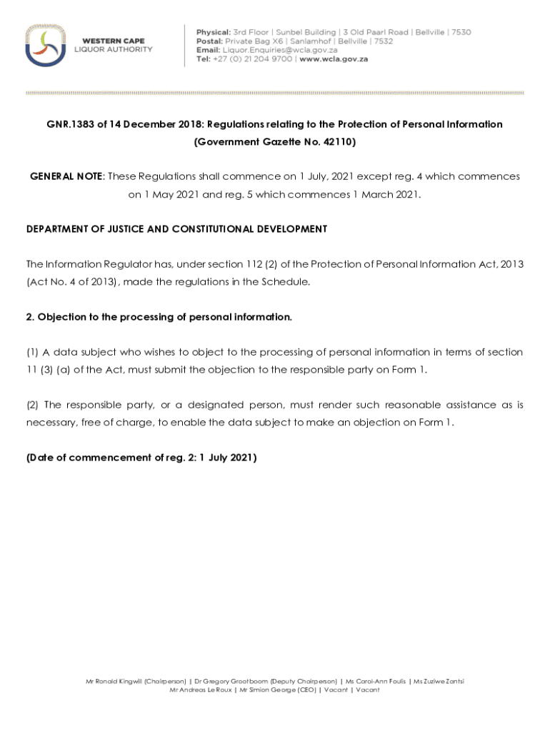 Fillable Online Regulations relating to the Protection of Personal Fax Email Print - pdfFiller