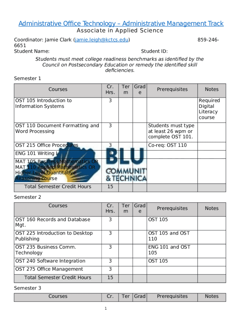 Administrative Office Technology - Administrative Management Track Doc ...