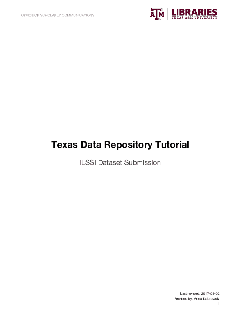 Fillable Online Texas Data Repository TutorialILSSI Dataset Submission ...