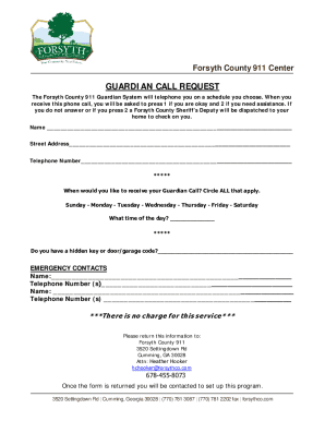 Fillable Online GUARDIAN CALL REQUEST - Forsyth County Georgia Fax ...