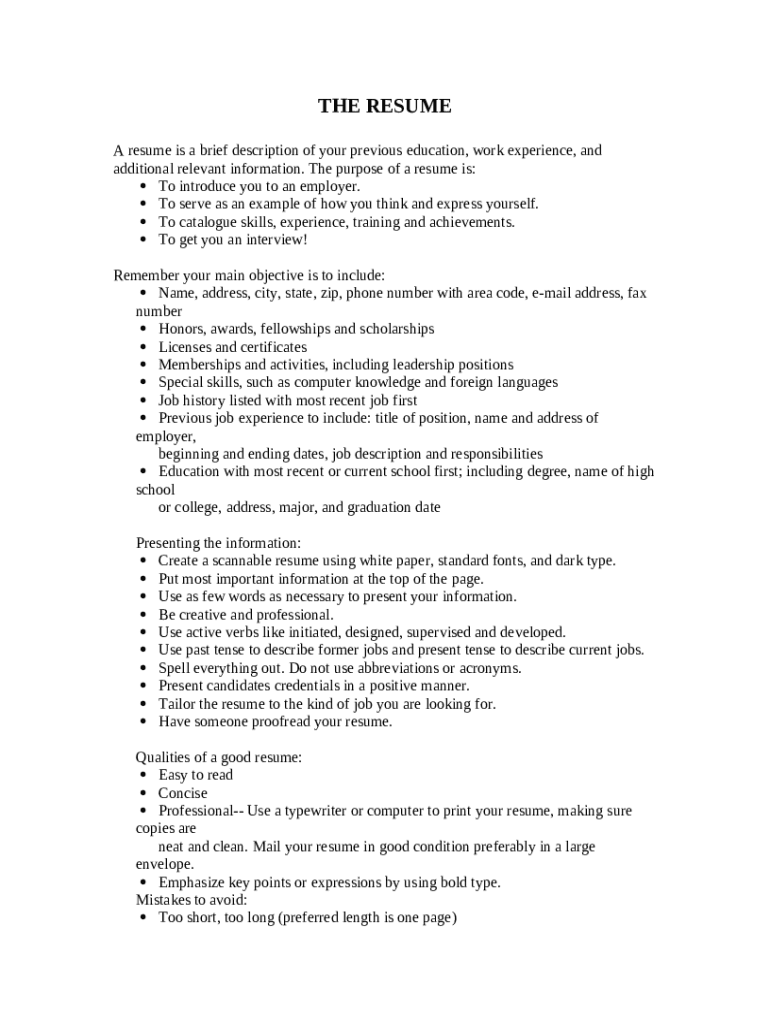 What Is a Resume? Meaning, Definition, Purpose, Use + Tips Doc Template ...