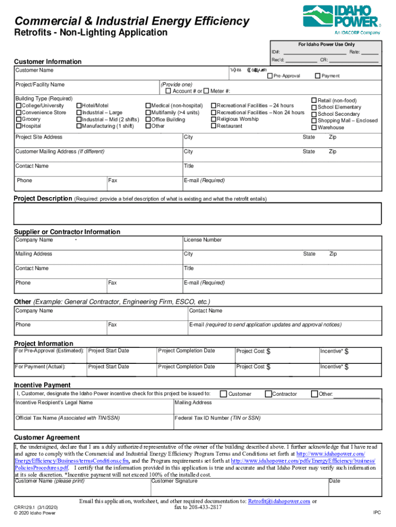Fillable Online Retrofits - Non-Lighting Application - docs.idahopower ...