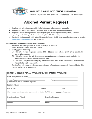 Fillable Online Alcohol Permit Request - Missoula Fax Email Print ...