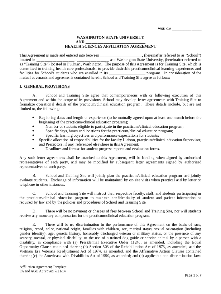 (MODEL/STANDARD CLINICAL AFFILIATION AGREEMENT--NON-UWAFFILIATION ...