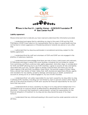 Fillable Online Pool Liability Waiver Sample Clauses - Law Insider Fax ...