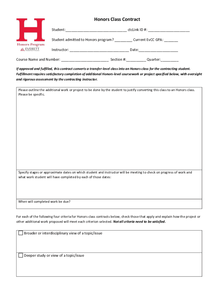 Fillable Online Honors Program Course Contract Step-by-Step Guide Fax Email Print - pdfFiller