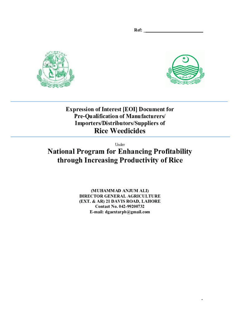 Fillable Online Rice Weedicides National Program for Enhancing Profitability ... Fax Email Print ...