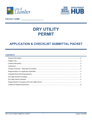 Fillable Online Permit Application for Utility Construction in the ...