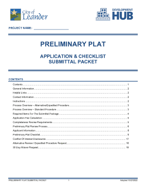 Fillable Online Preliminary Plat Application Form (PLTP) Fax Email Print - pdfFiller