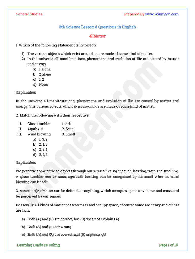 Fillable Online Q3 Match the objects given below with the materials ...