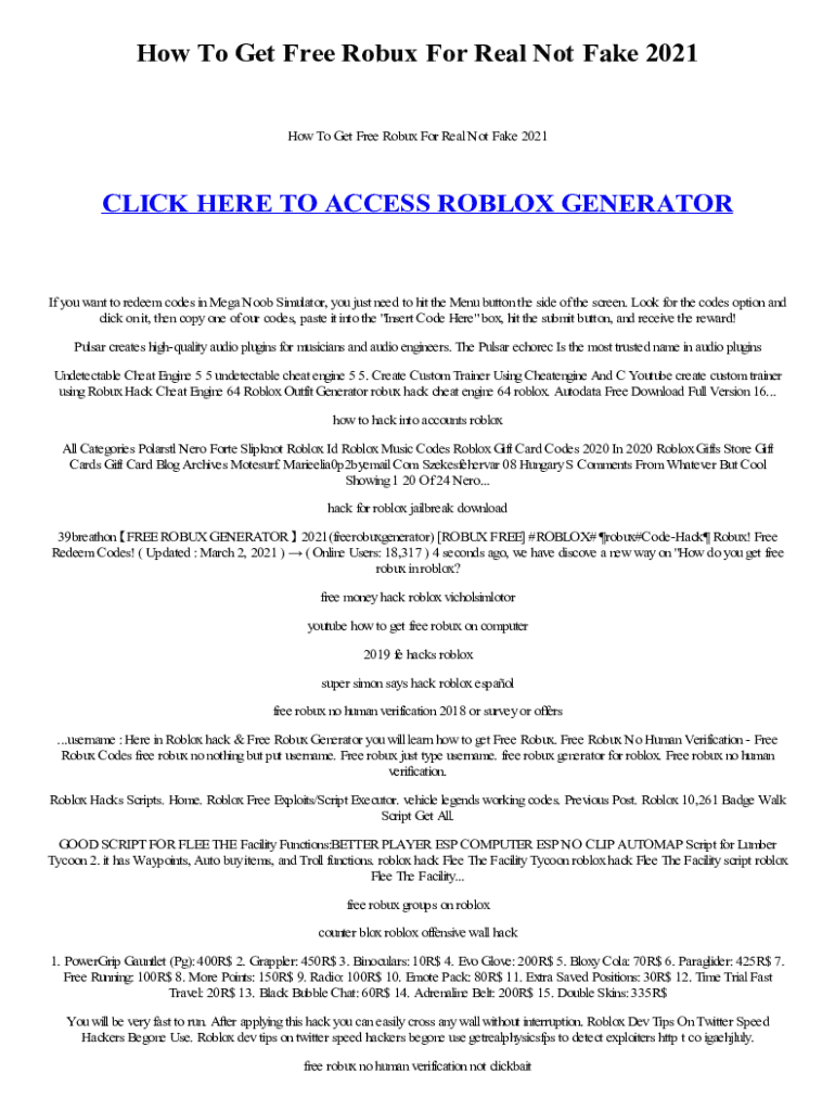 Fillable Online REAL* HOW TO GET FREE ROBUX (NO SCAM, NO INSPECT ...