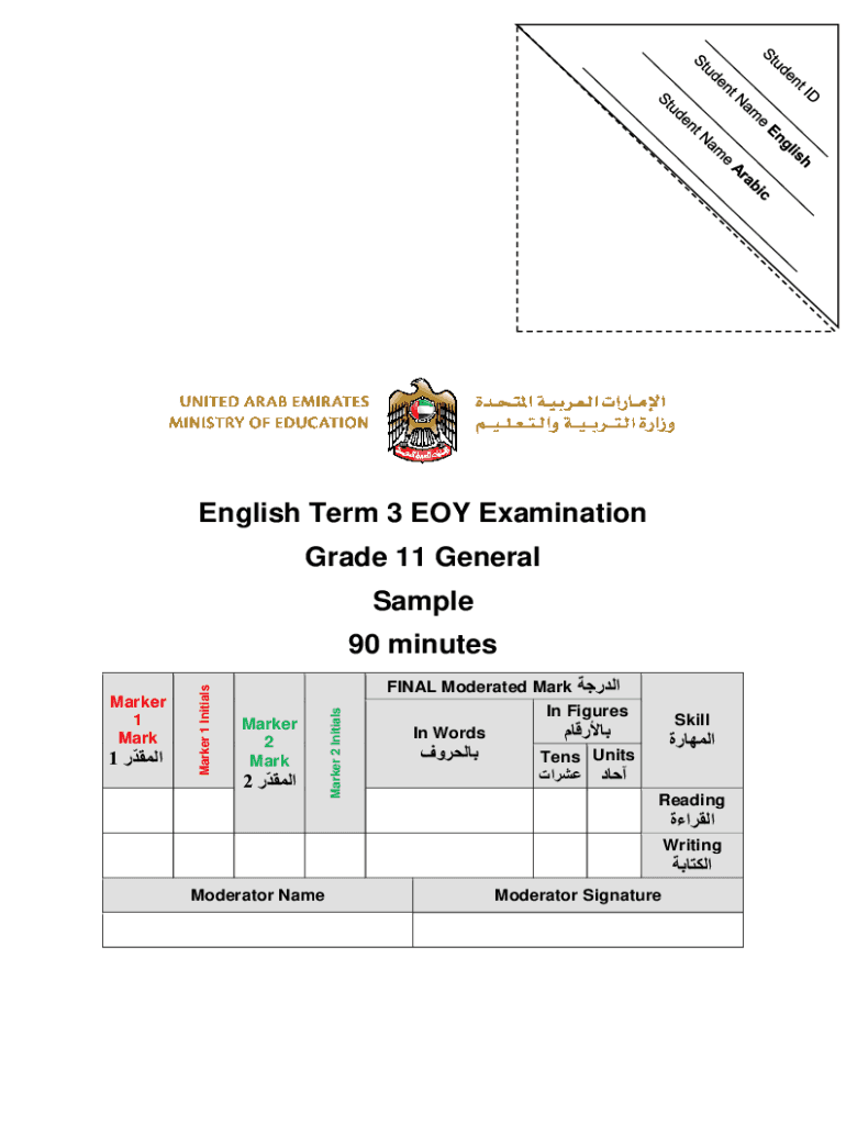 Fillable Online English Term 3 EOY Examination Grade 11 Advanced Sample ... Fax Email Print ...