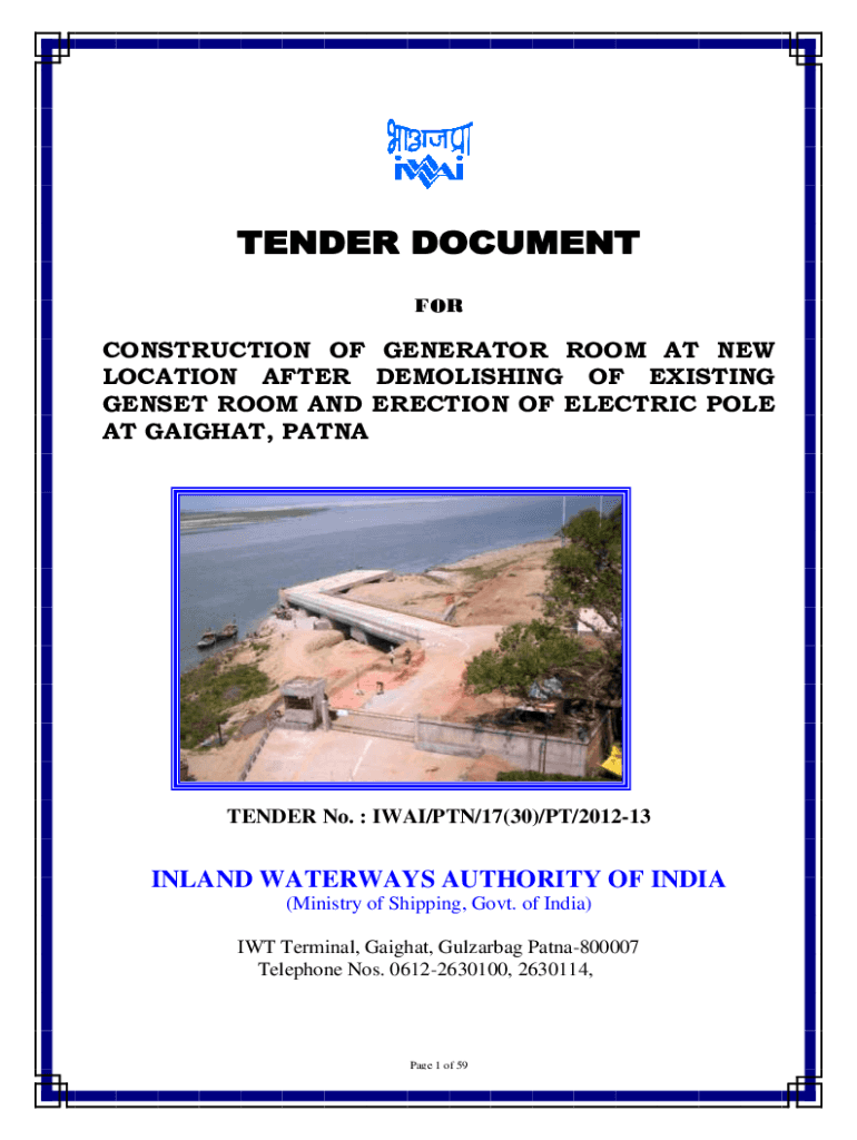 Fillable Online Generator Room Quantity Unit Rate Tender price ... Fax ...